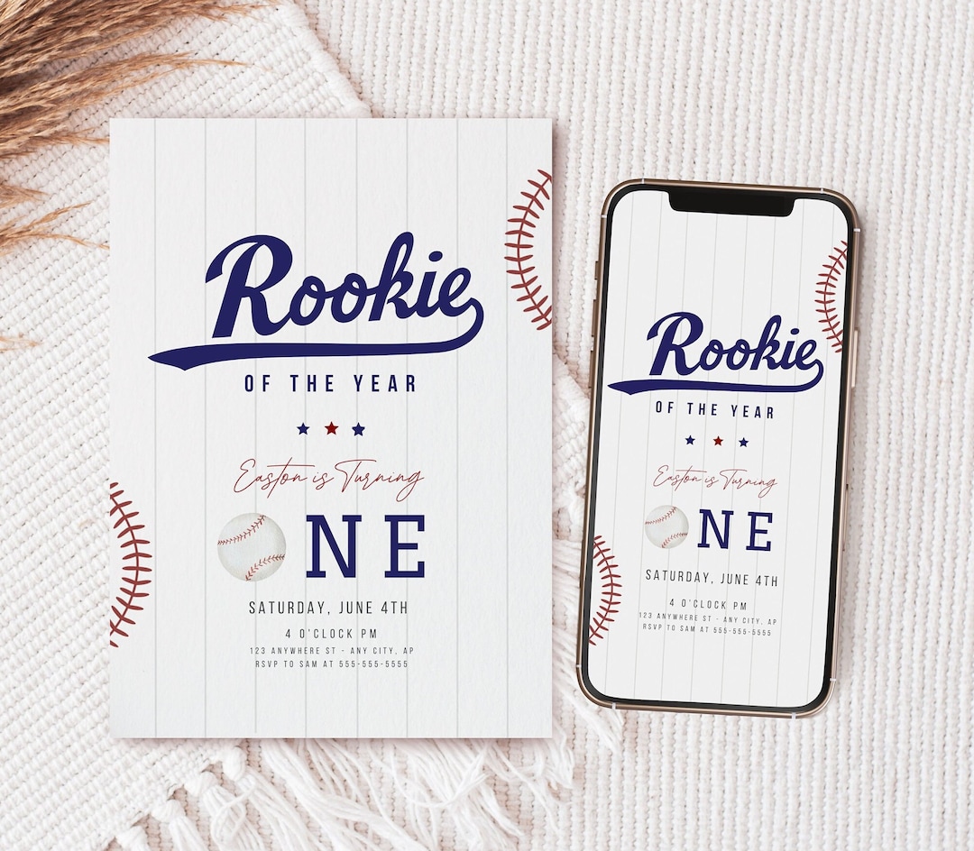 Rookie Year First Birthday Invitation Digital Template Sports 1st ...