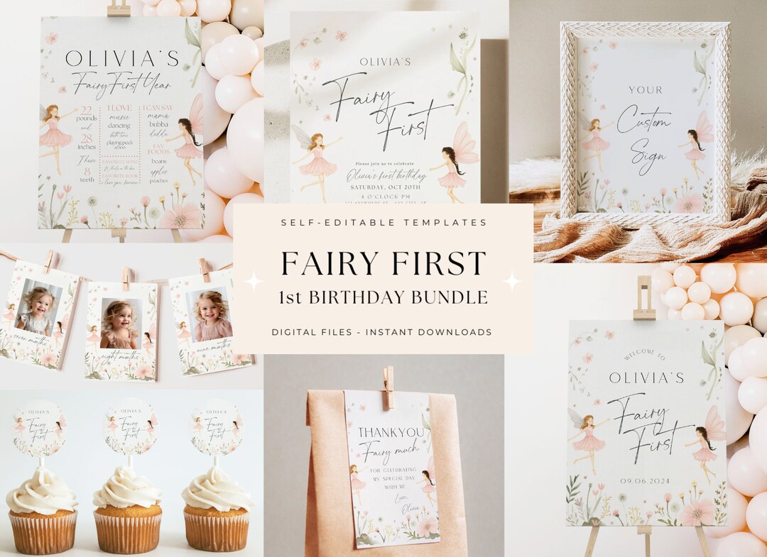 Fairy First Birthday Bundle First Birthday Bundle for Girl Fairy First ...