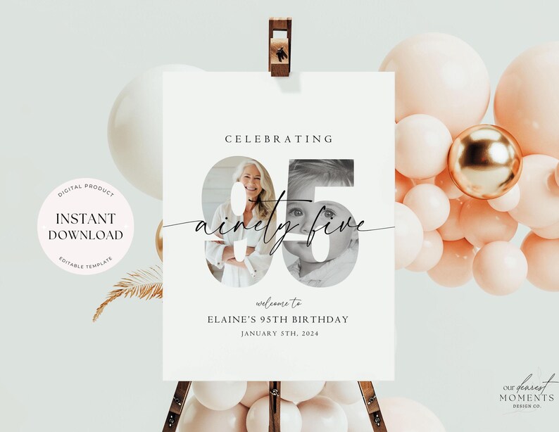 EDITABLE 95th Birthday Welcome Sign Look Who's 95 Welcome Poster ...