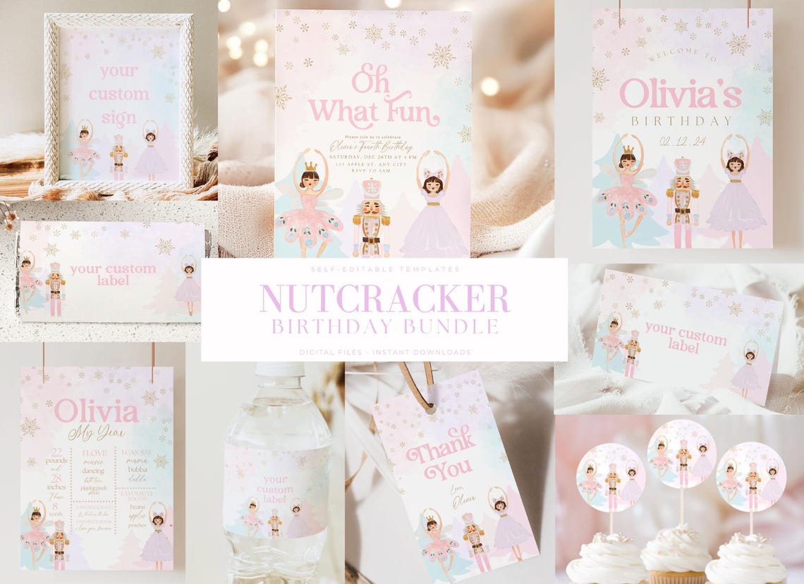 Editable Oh What Fun Birthday Bundle Any Age Christmas Girl Birthday ...