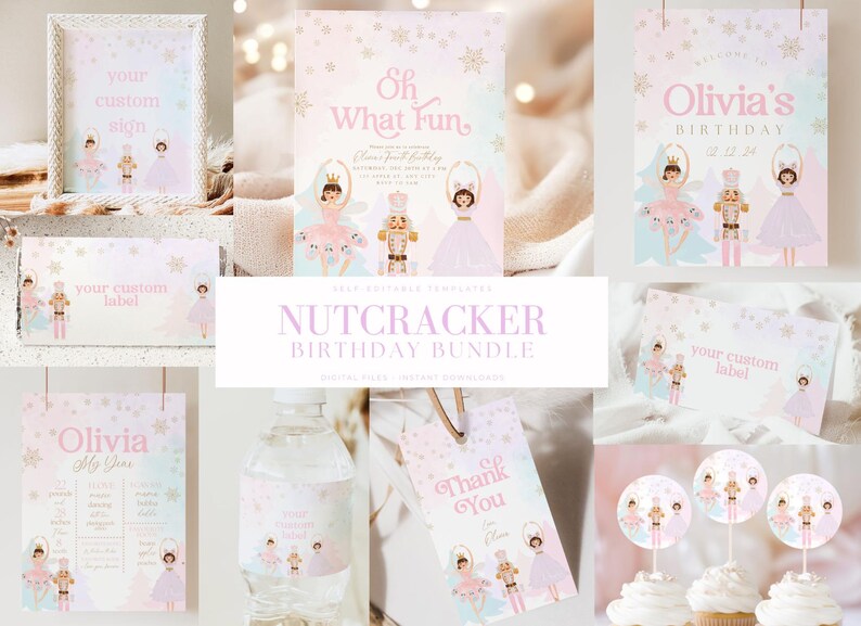 Editable Oh What Fun Birthday Bundle Any Age Christmas Girl Birthday ...