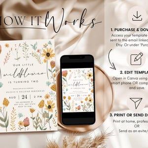 Editable Wildflower Birthday Bundle Girl Flower Birthday Digital ...