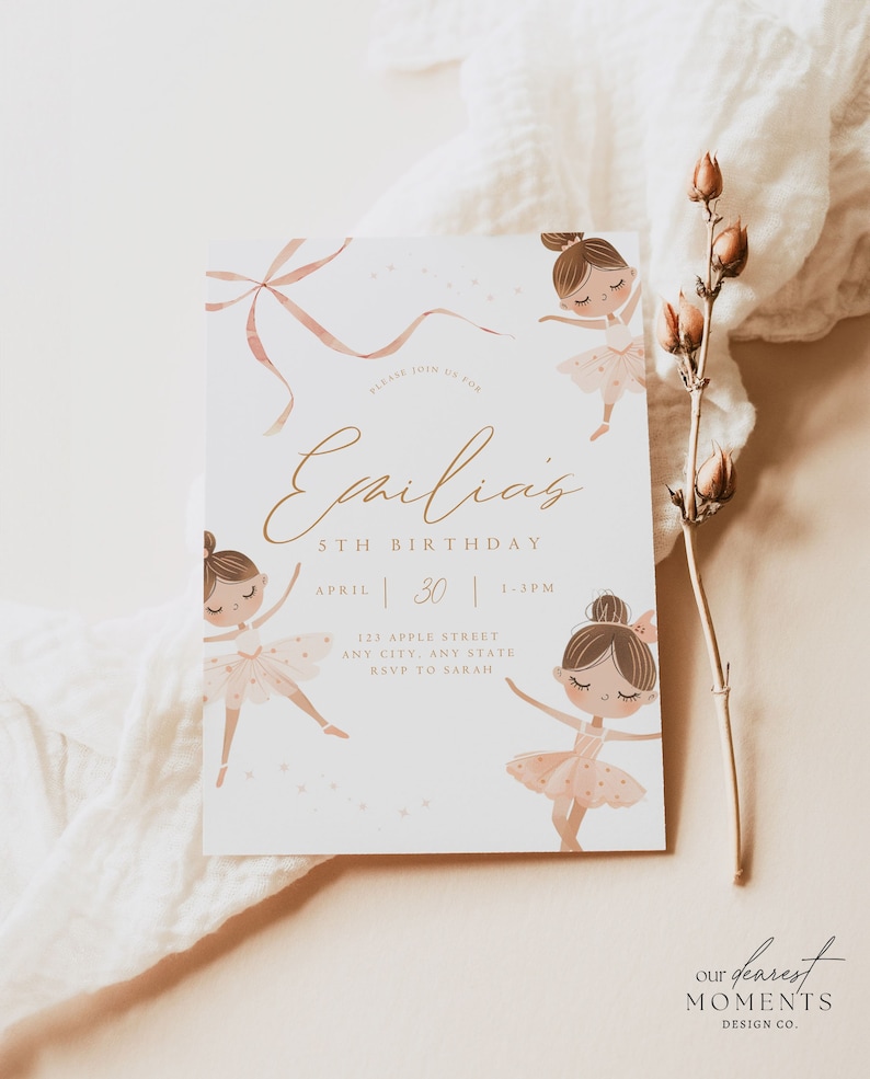 Ballerina Birthday Invitation Instant Download Birthday Girl Invite ...