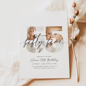 55th Birthday Invitation Template 55 Th Digital Invite With Photo ...