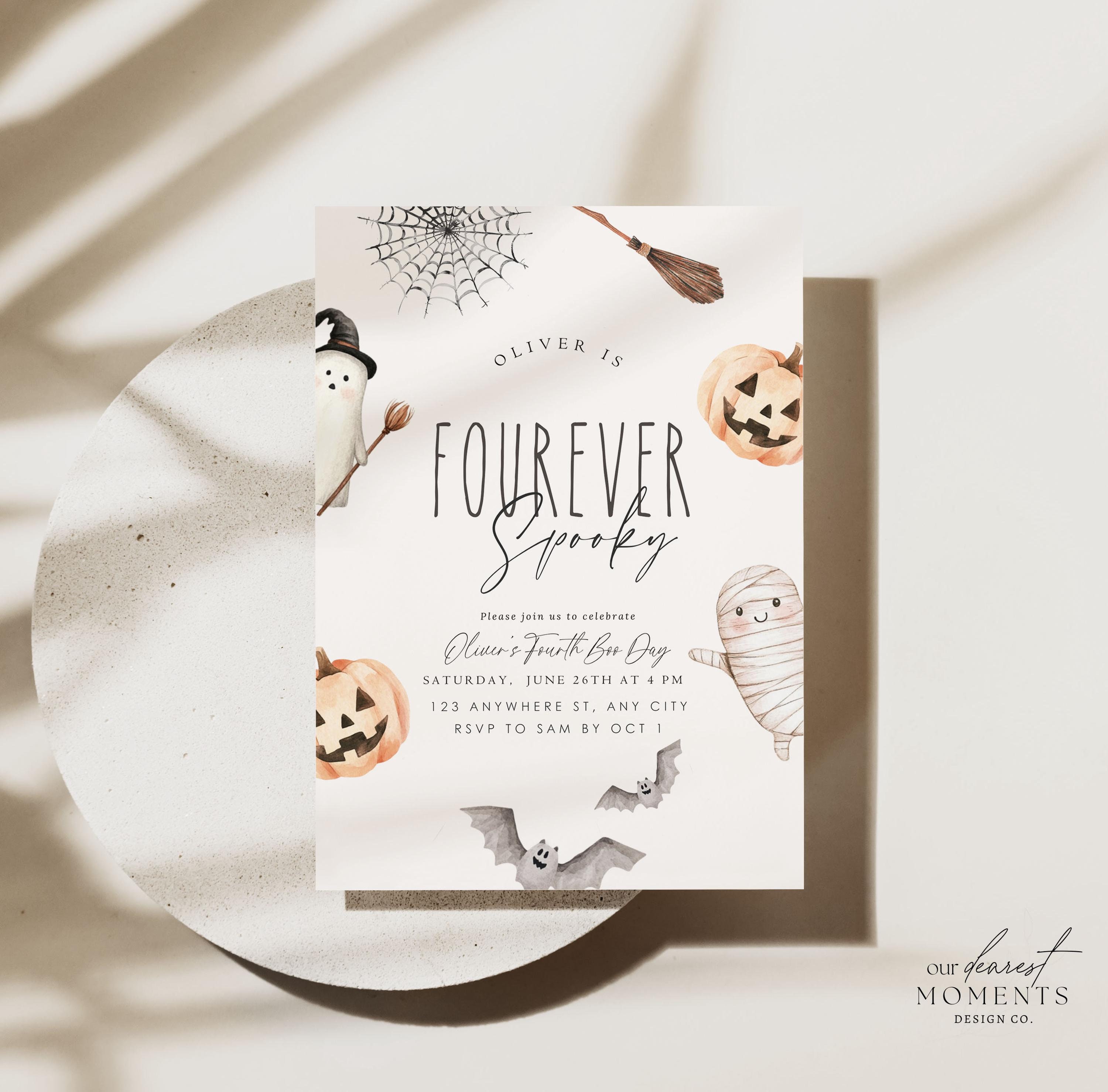 Editable Fourever Spooky Birthday Invitation Halloween 4th Birthday ...