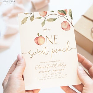 One Sweet Peach Invitation Peach Birthday Invite First Birthday Invite ...