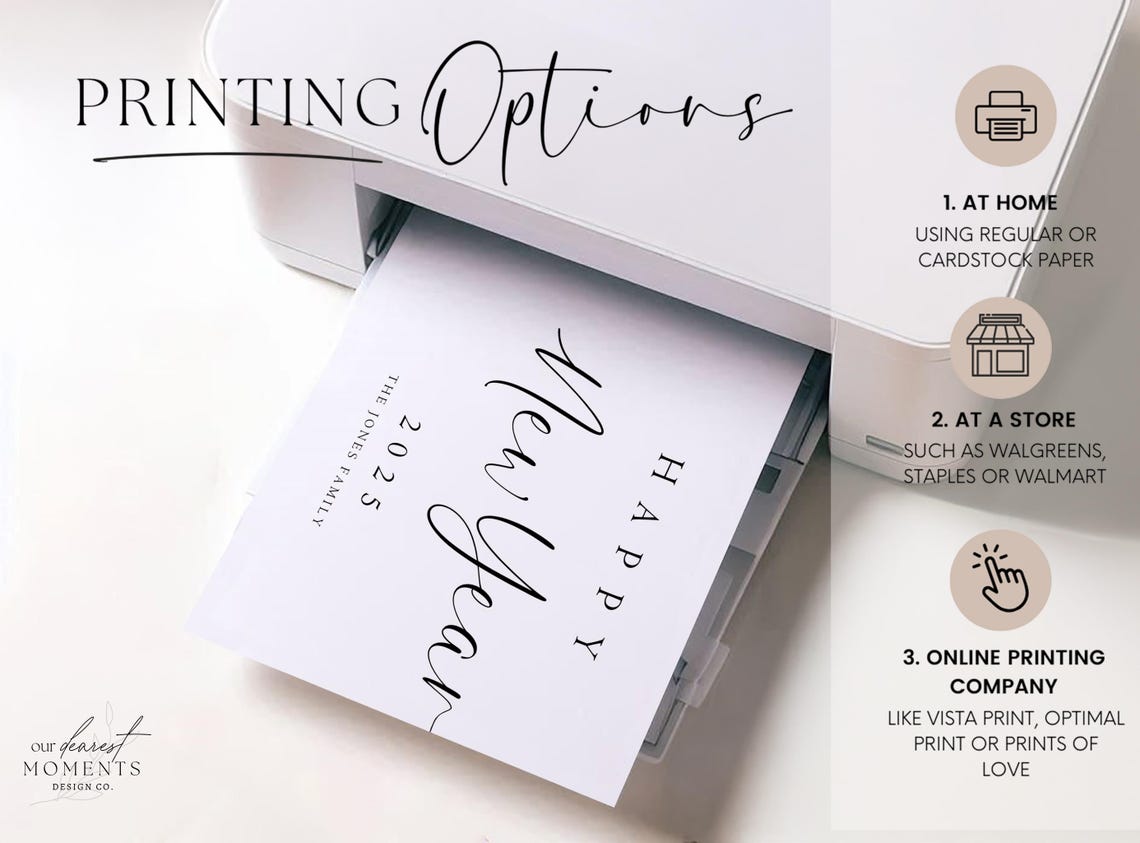 Personalized Printable New Years Card 2025 Template Holiday Party Favor ...