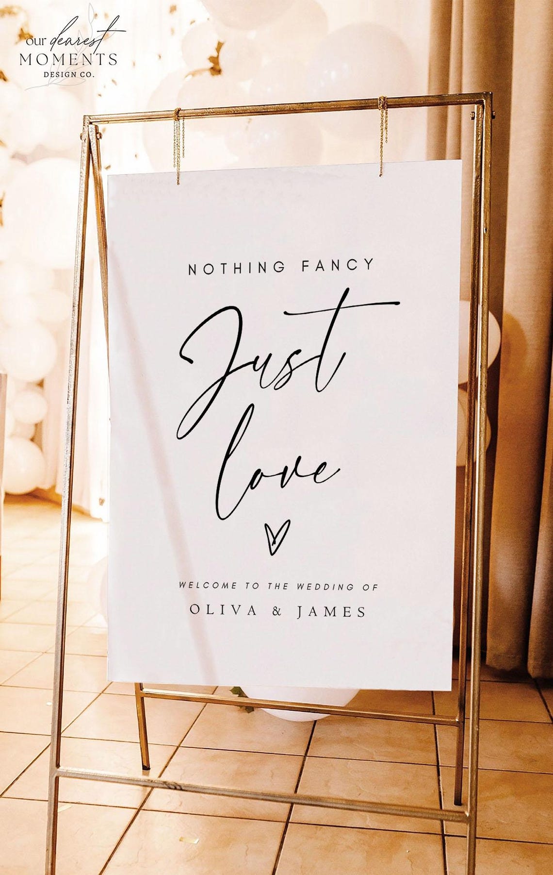 Editable Minimalist Nothing Fancy Just Love Wedding Welcome Sign ...
