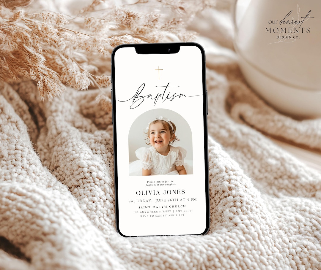 DIGITAL Baptism Invitation Template Christening Invitation Minimalist ...