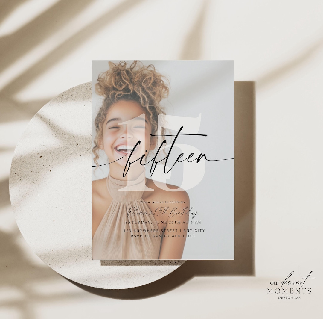 Editable 15th Birthday Invitation Fifteenth Birthday Party Invite ...