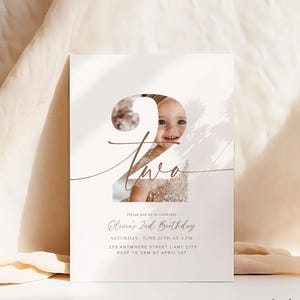 Editable Second Birthday Invitation 2nd Birthday Party Minimalist ...