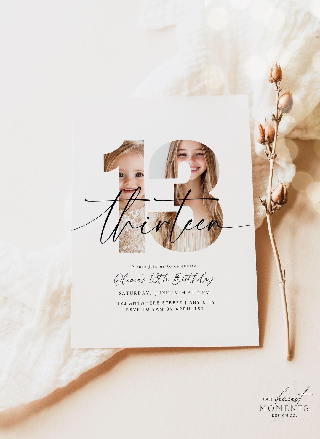 Editable 13th Birthday Invitation Thirteenth Birthday Invite Template ...
