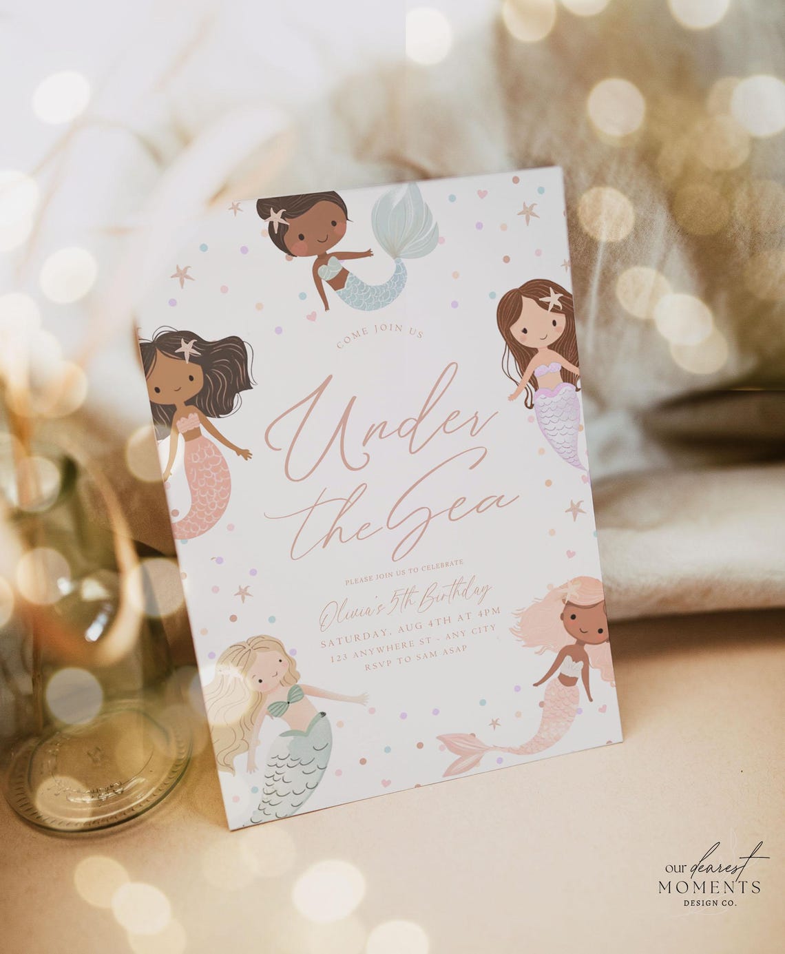 Editable Mermaid Birthday Invitation Mermaid Invite Under the Sea ...