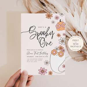 Editable Spooky One Birthday Invitation Halloween 1st Birthday Invite ...