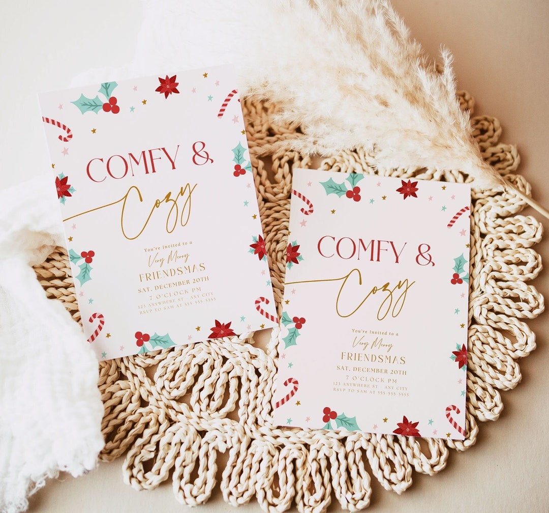 Editable Comfy & Cozy Christmas Party Invitation Boho - Etsy