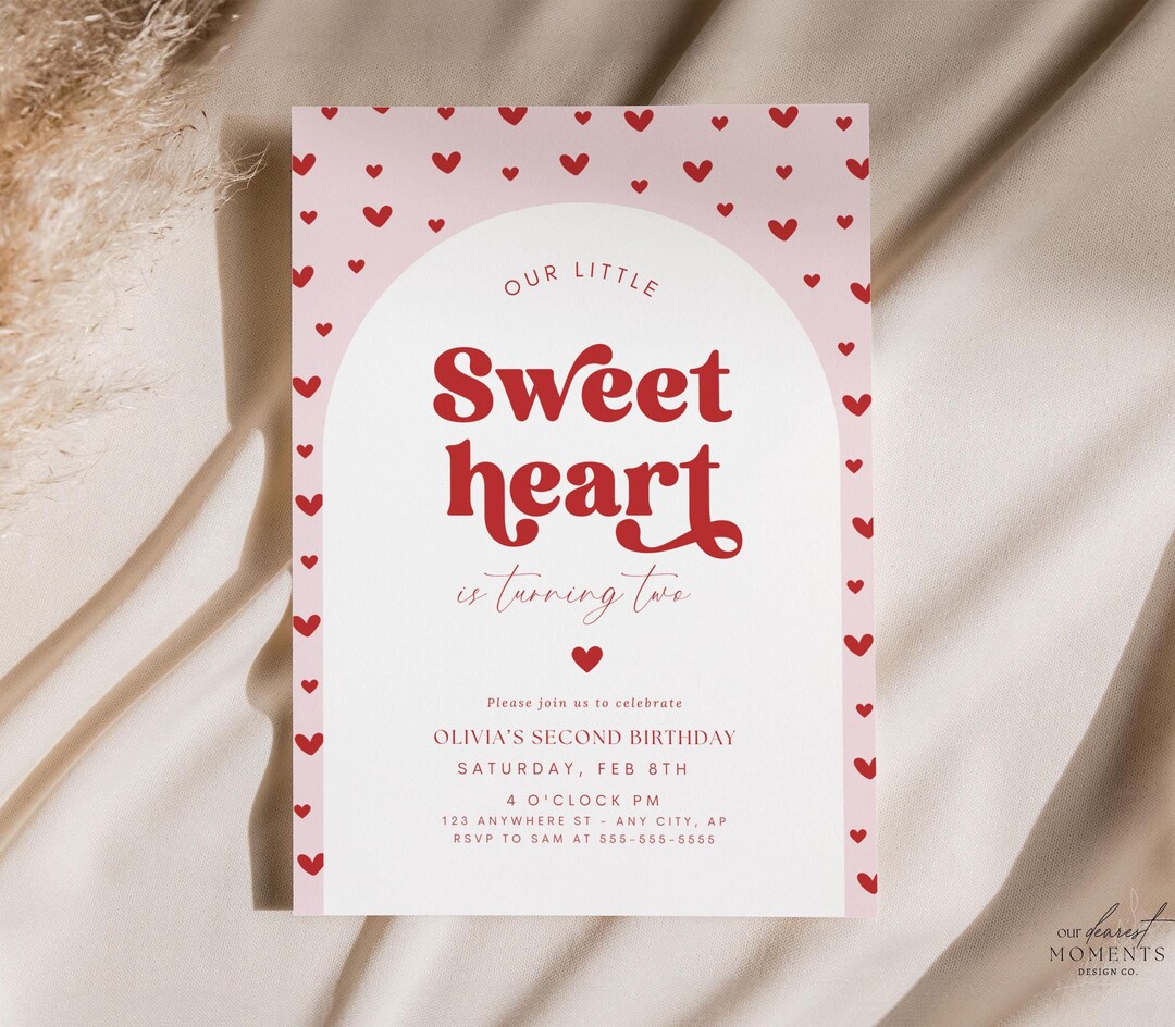 EDITABLE Valentines Birthday Invitation ANY AGE Valentine's Day Theme ...