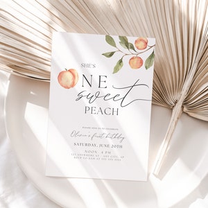 One Sweet Peach Invitation Peach Birthday Invite First Birthday Invite ...