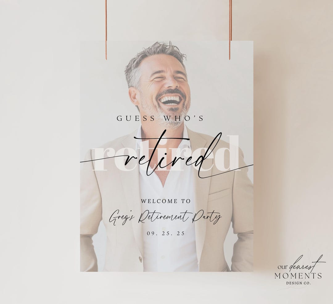 Editable Retirement Sign Welcome Party Poster for Man Woman With Photo ...