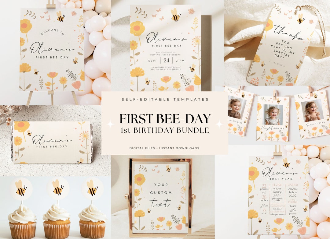 First Bee Day Bundle First Bee Day Birthday Package 1st Birthday Bundle ...