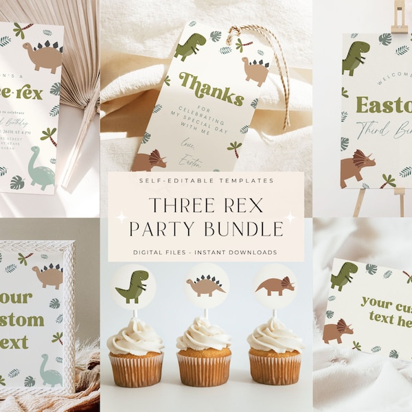 Three Rex Party - Etsy