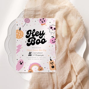 Editable Hey Boo Halloween Birthday Invitation Halloween Birthday Party ...