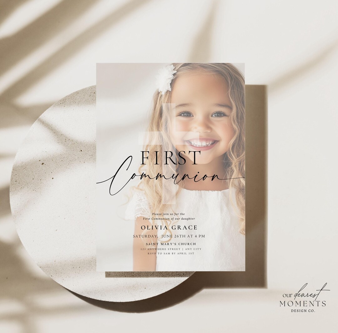 Editable First Holy Communion Invitation Template Invitation Minimalist ...