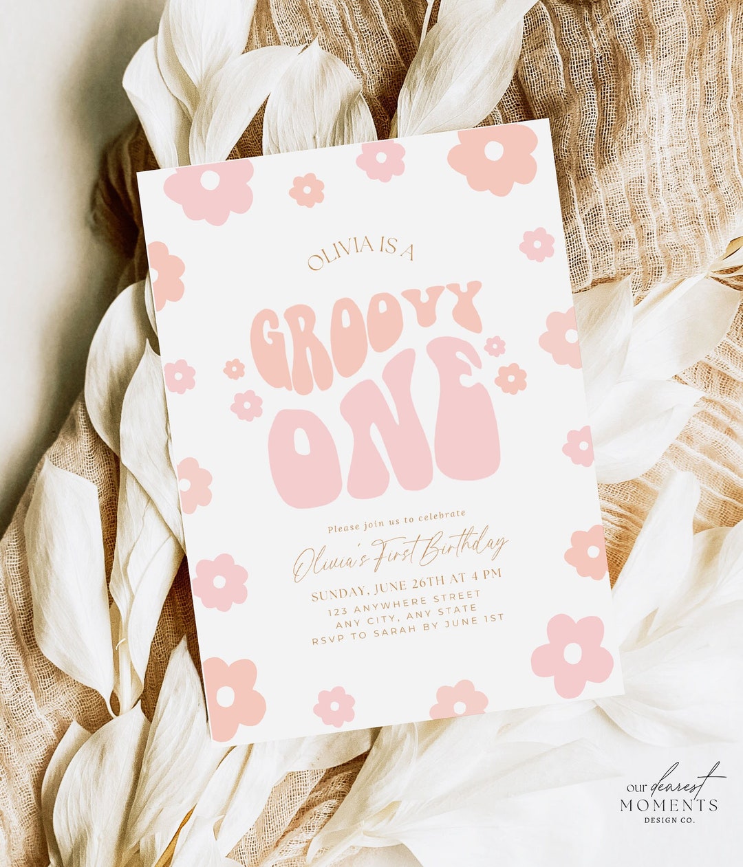 Groovy One Birthday Invitation Retro First Birthday Invitation She's a ...