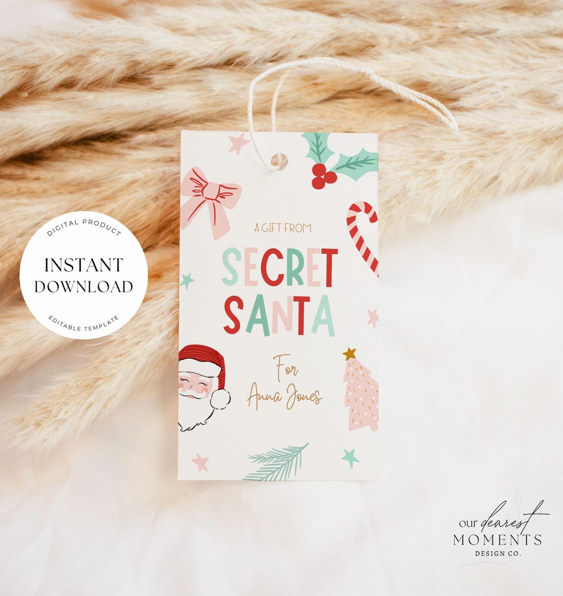 Editable Secret Santa Gift Tag Template Printable Present Tags Santa ...
