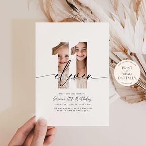 Editable 11th Birthday Invitation Eleventh Birthday Invite Template 11 ...