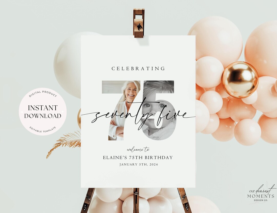 EDITABLE 75th Birthday Welcome Sign Look Who's 75 Welcome Poster ...
