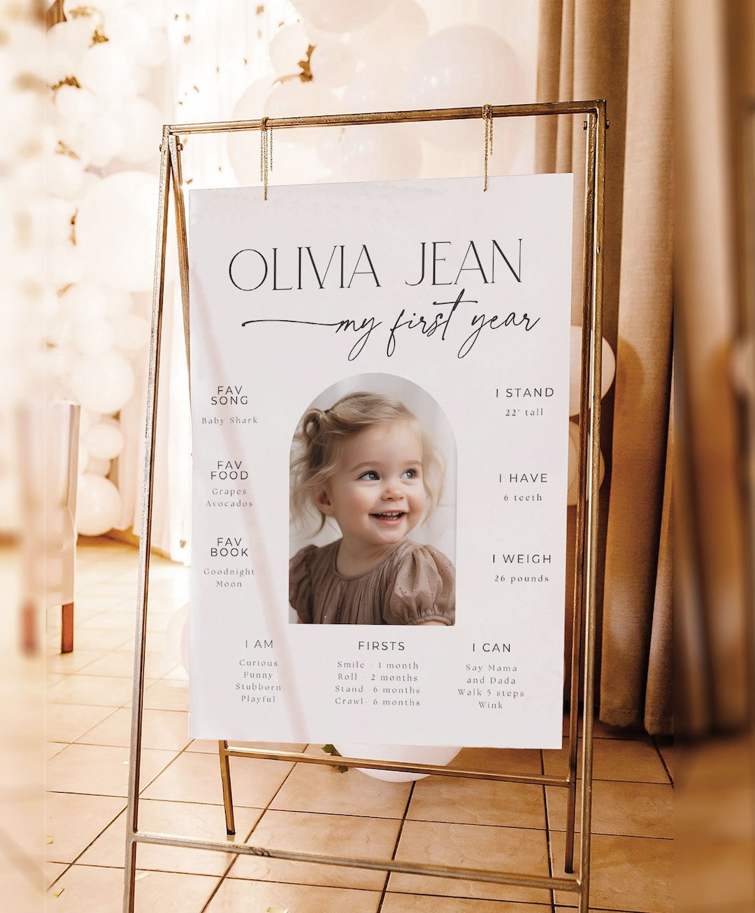 Self-editable My First Year First Birthday Sign Decor Banner Milestone ...