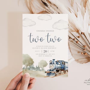 Editable Chugga Chugga Two Two Birthday Invitation Train Second ...