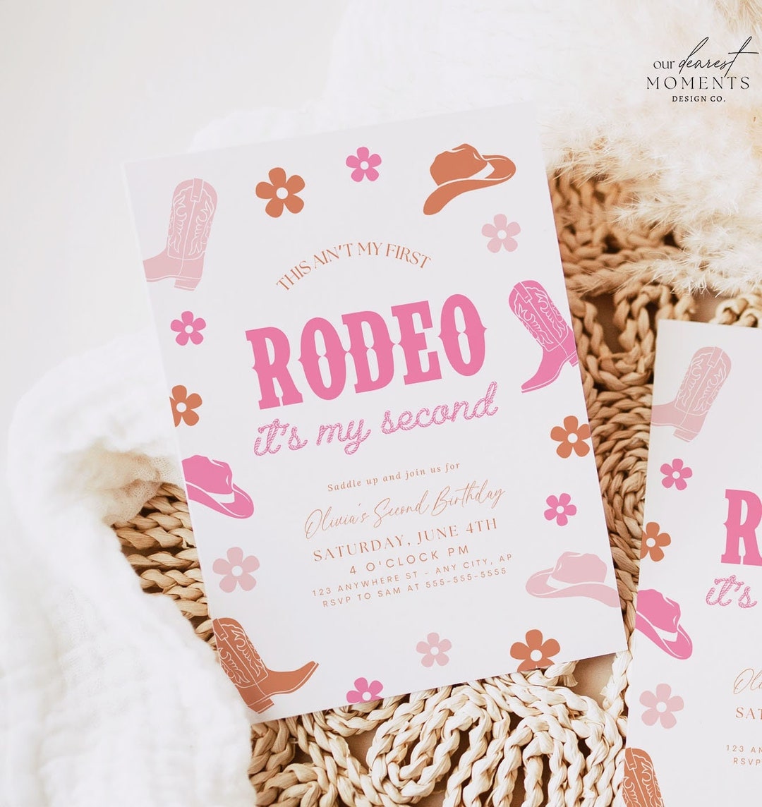 Second Rodeo Invitation Cowgirl Birthday Invite Wild West Cowgirl 2nd ...