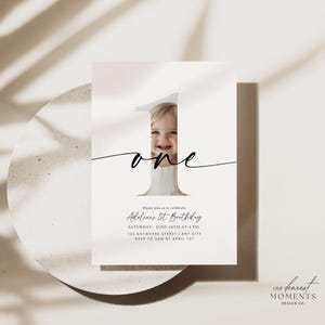 Editable First Birthday Invitation 1st Birthday Party Invite Minimalist ...