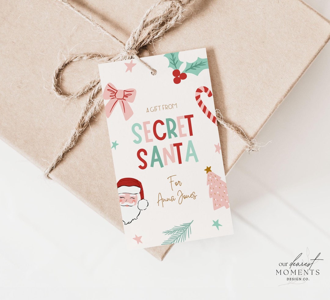 Editable Secret Santa Gift Tag Template Printable Present Tags Santa ...