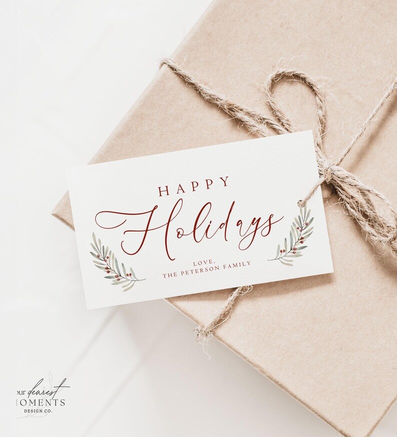 Personalized Printable Happy Holidays Gift Tags Template Xmas Holiday ...