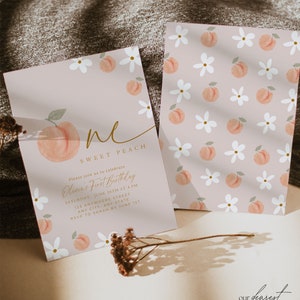 One Sweet Peach Invitation Peach Birthday Invite First Birthday ...