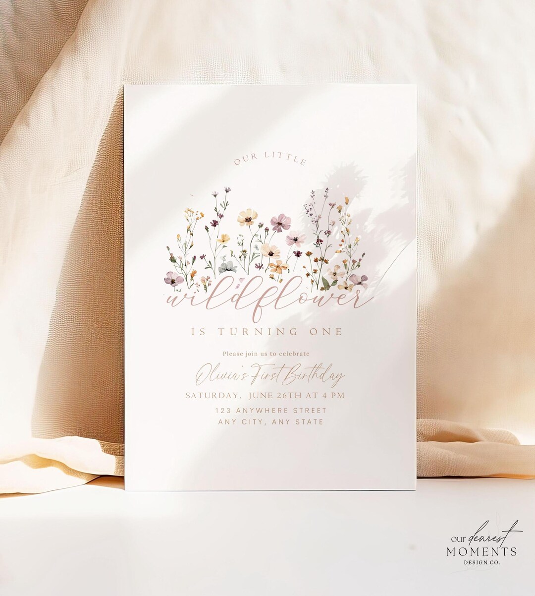 Editable Wildflower Invitation for Girl Flower Birthday Digital ...