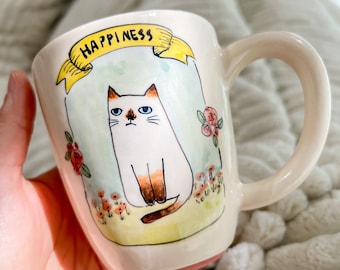 Ceramic Mug Gift Unique Handmade Cat Mug - Etsy