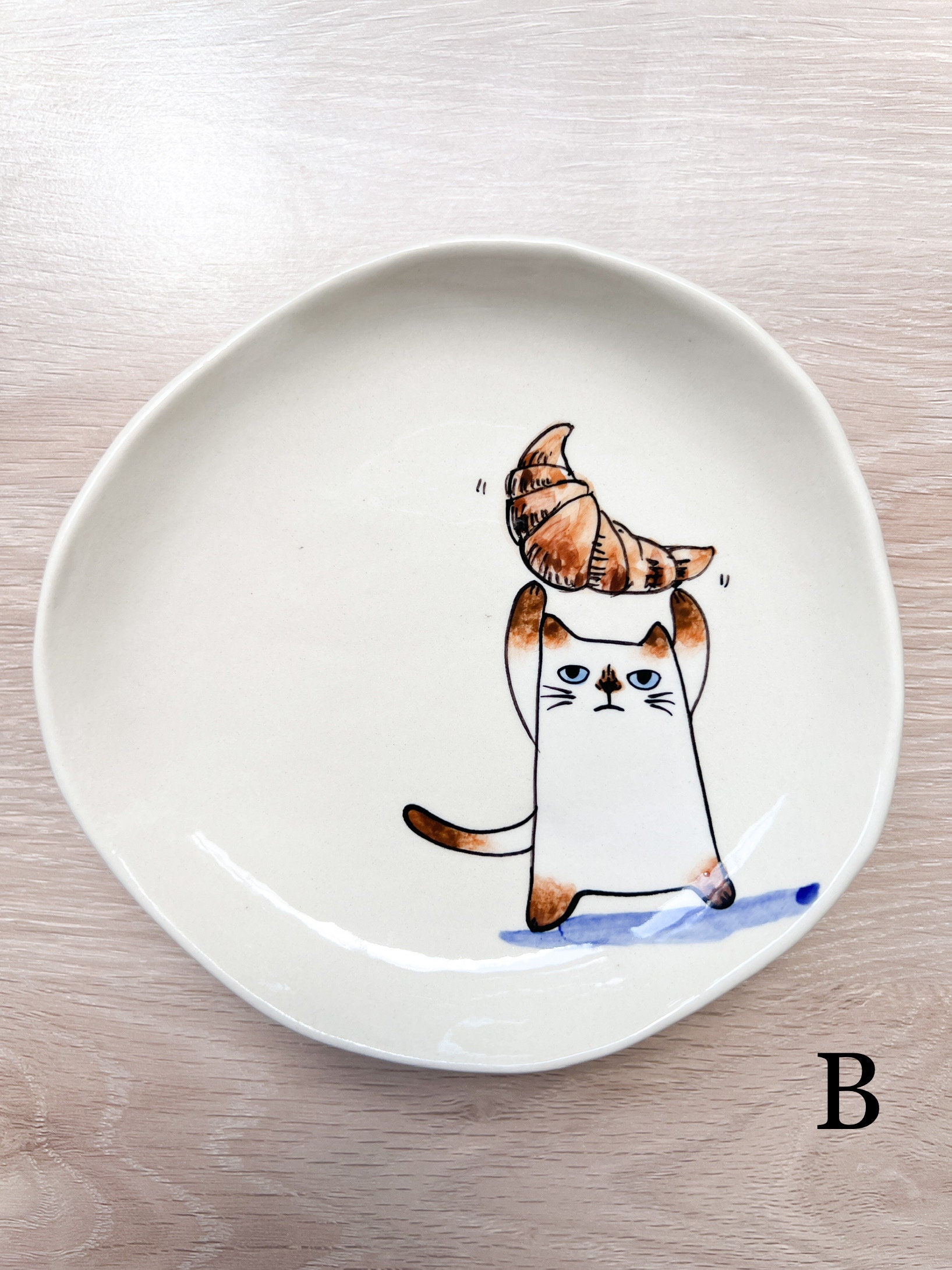 Ceramics Handmade Plates With Cat Painting - Etsy