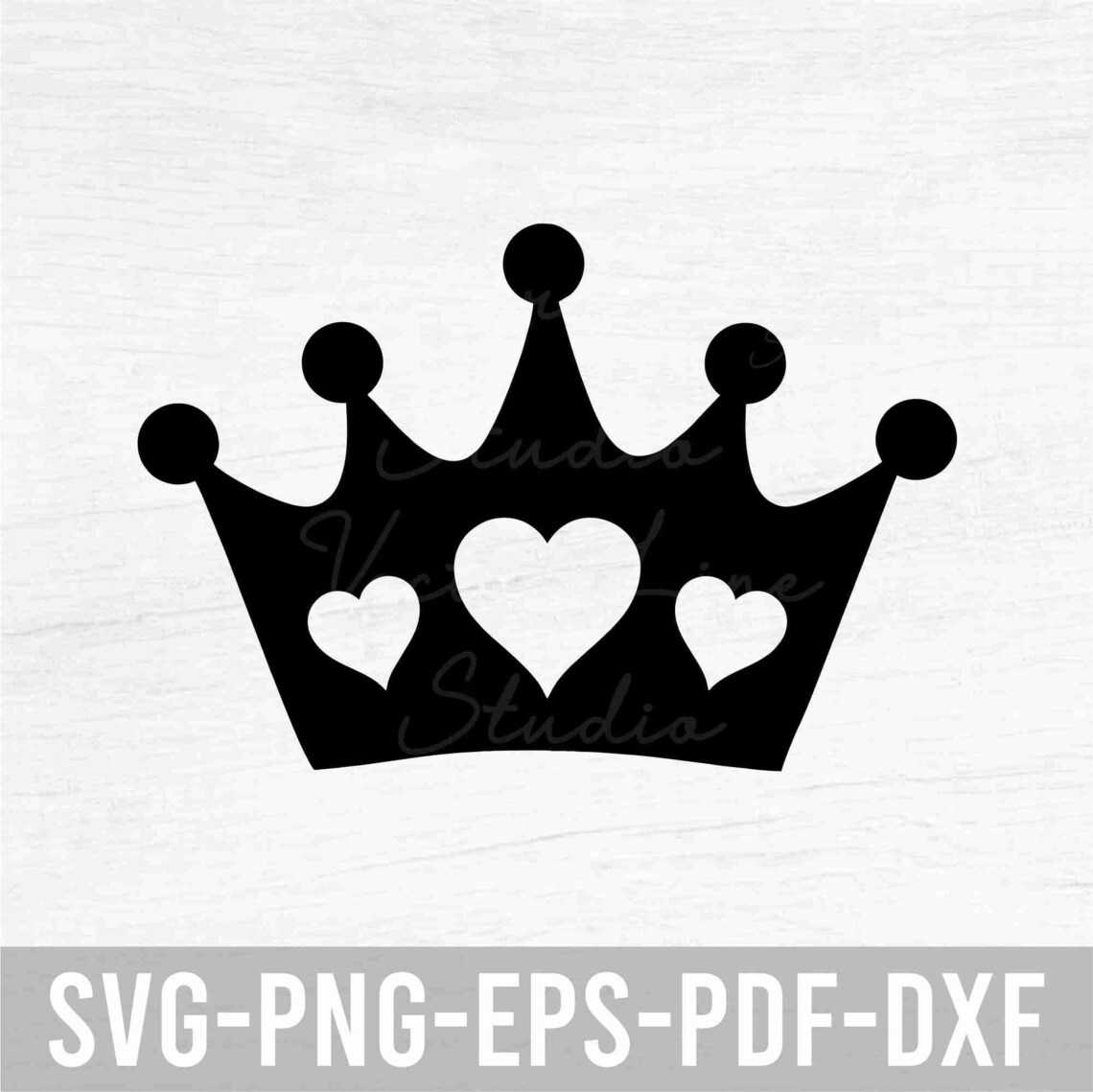 Crown With Hearts - Instant Digital Download - Svg, Png, Eps, Pdf, Dxf ...