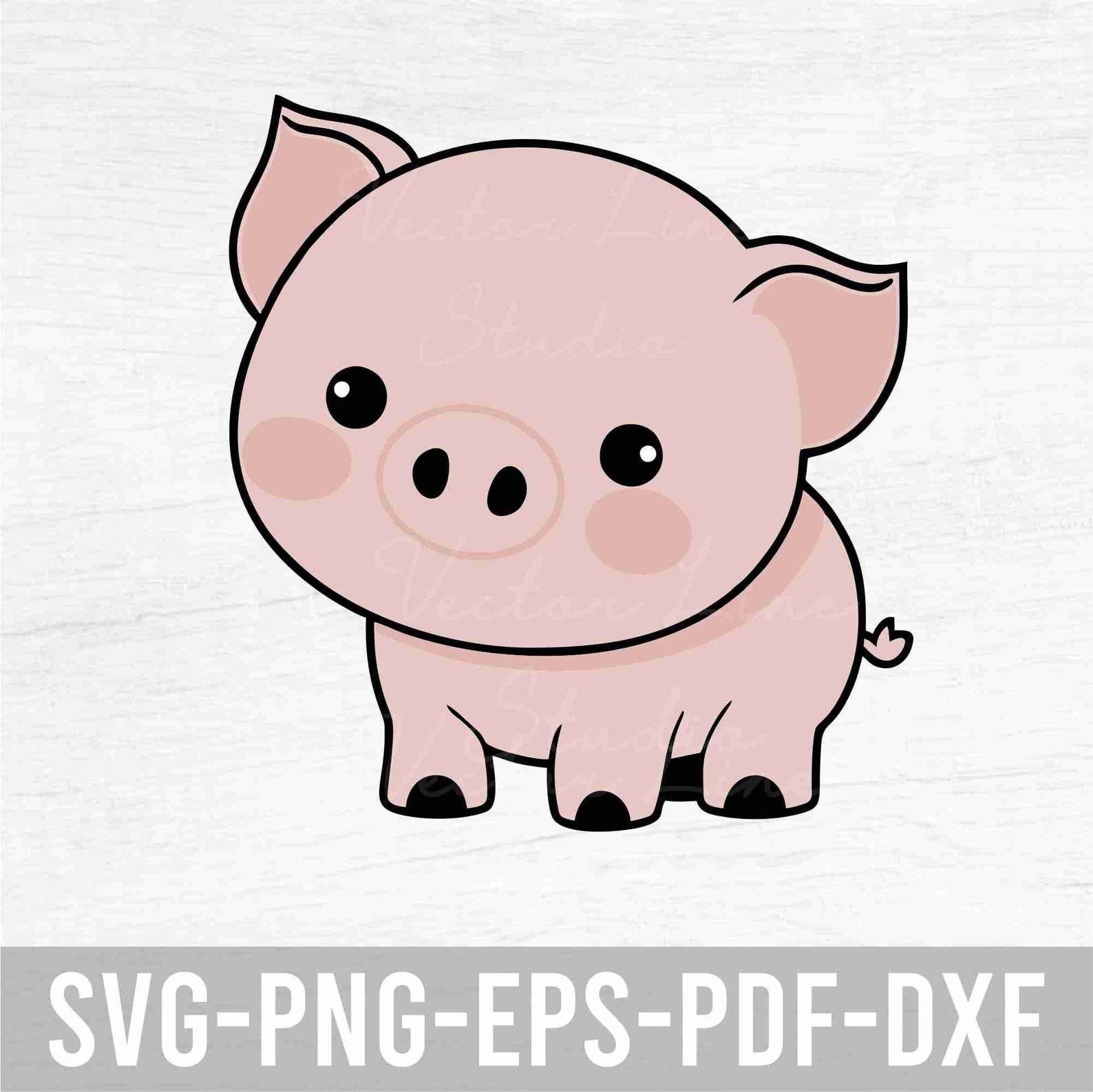 Cute Pig - Instant Digital Download - Svg, Png, Eps, Pdf, Dxf Files ...