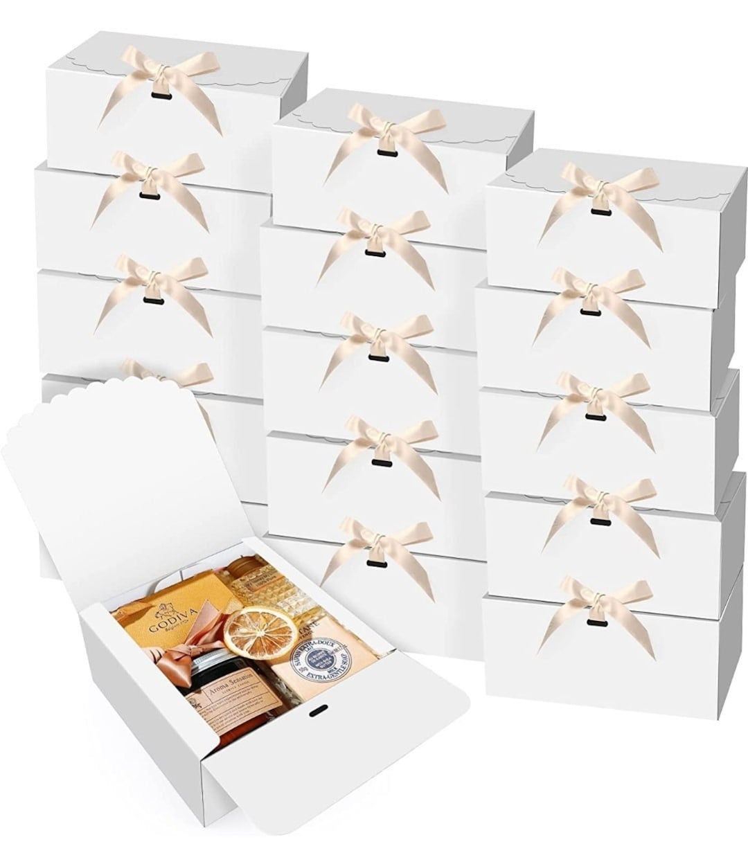 16 Pcs Gift Boxes With Lids,9x9x4 Inches White Gift Boxes With Gold ...
