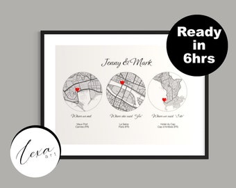 Personalised Map Print, Met Wedding Home Map Custom Location ...