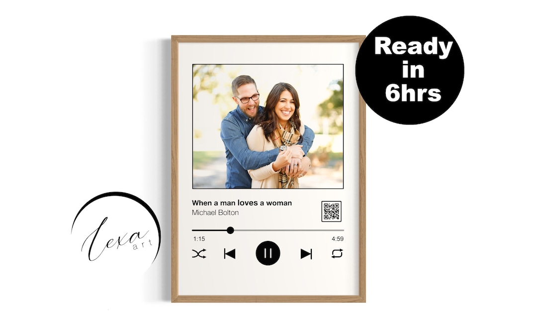 Personalised Couples Song Print, Any Photo or Song, Any Playlist, Photo ...