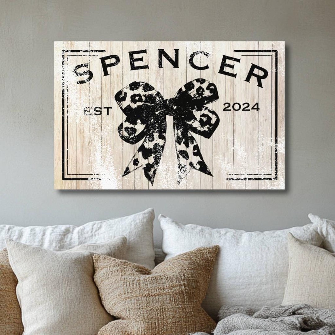 Personalized Name Sign, Coquette Bow Last Name Sign Wedding, Custom ...