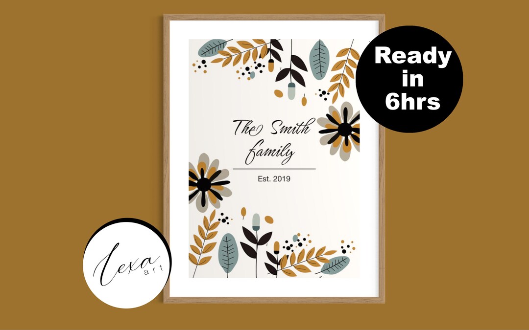 Personalised Family Name Print Wall Art, Family Names Sign ...