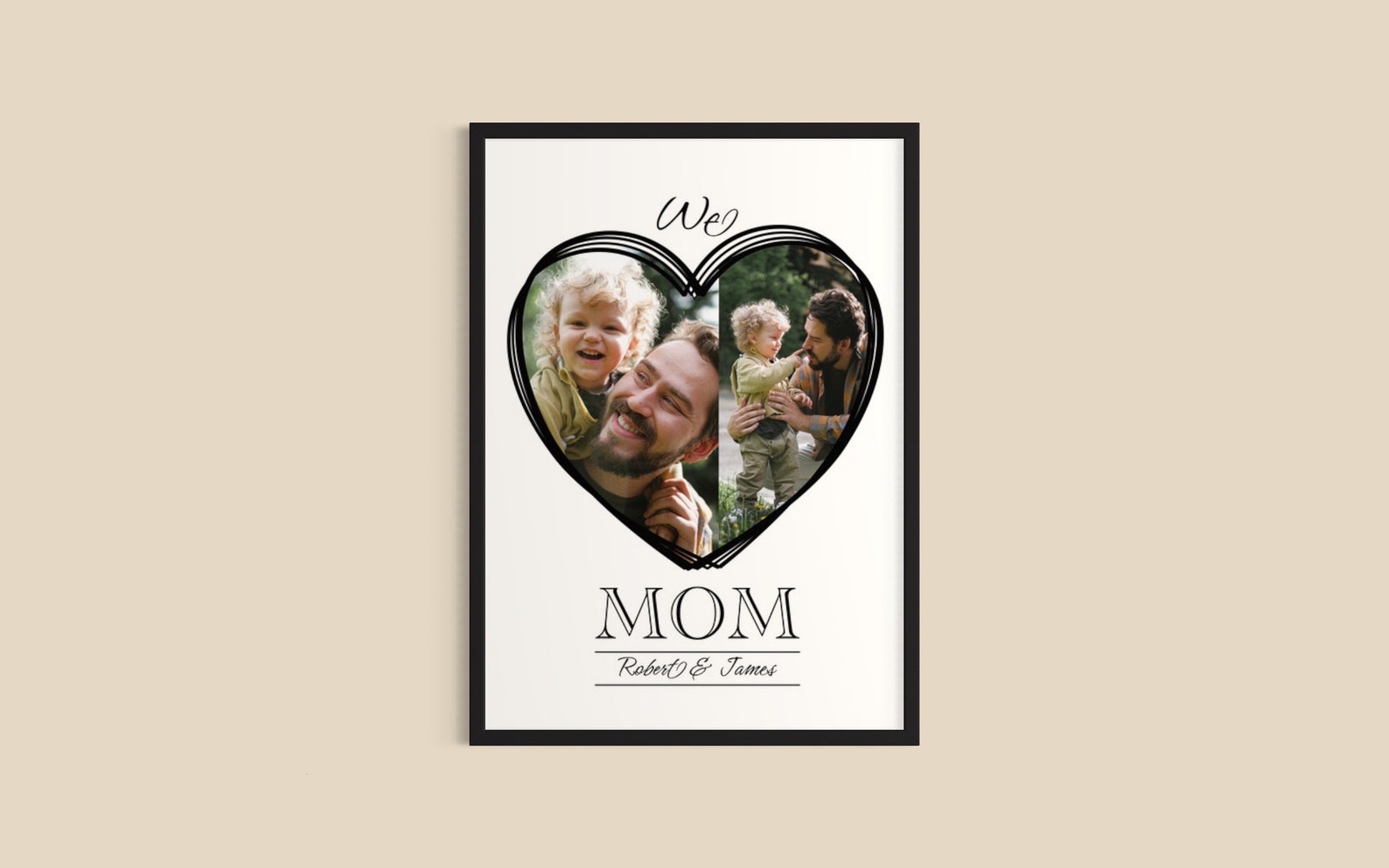 Personalised We Love MOM Print Wall Art, Custom Mommy Photo, Mother's ...