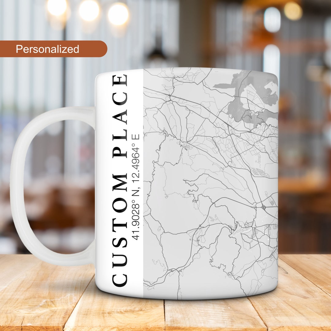 Custom Place Map Coffee Mug, Personalized Map Gift, Your Favorite City ...