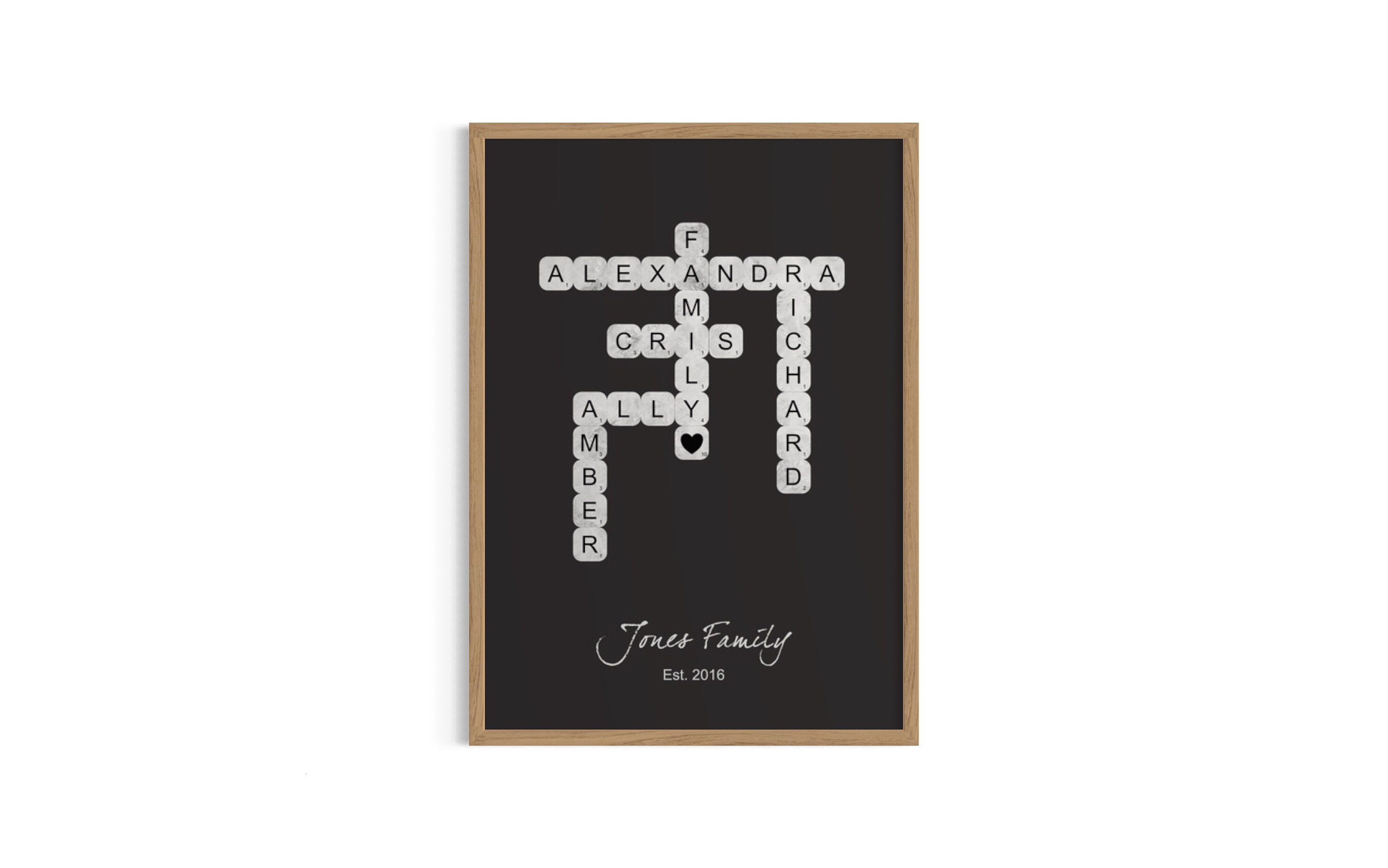 Personalised Family Crossword Puzzle Wall Art, Stone Family Names Sign ...